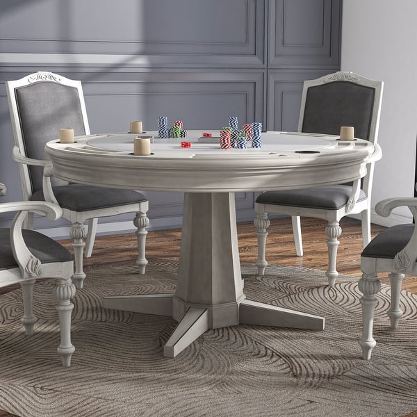 Nami Traditional Antique White 54-inch Wood Round Game Table by ...