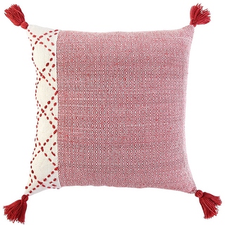 Ivory Red Accent Stitch Color Block Throw Pillow - Bed Bath & Beyond ...