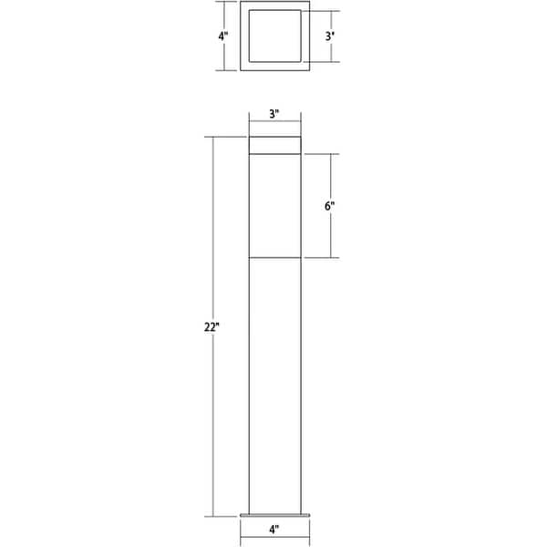 Square Column Textured Gray 22-inch LED Outdoor Bollard, White Shade ...