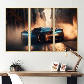 Designart "Futuristic Black Bugatti Sports Car Racing II" Cars Race Car ...