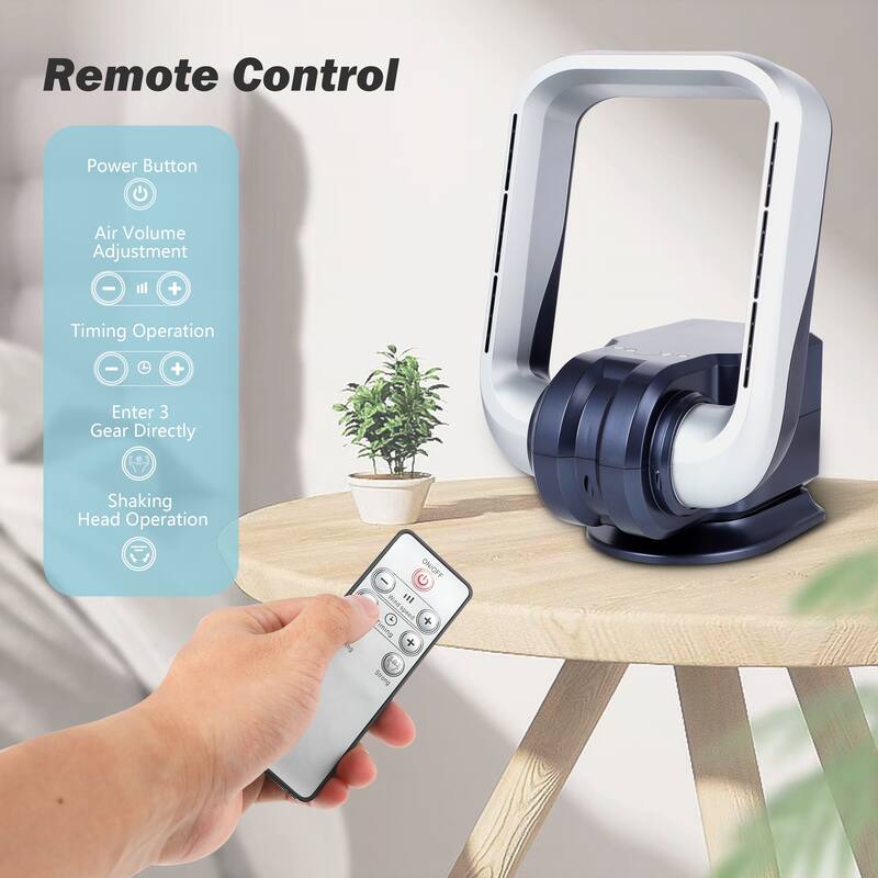 Wall Mounted Fan Bladeless with Remote Controller, No Leaf Cooled Fan 9 ...