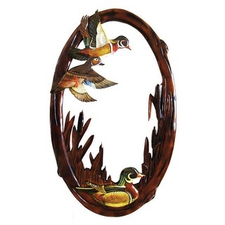 Flying Duck Hand Crafted Intarsia Wood Art Wall Mirror 24 X 39 X 2 - 39 ...