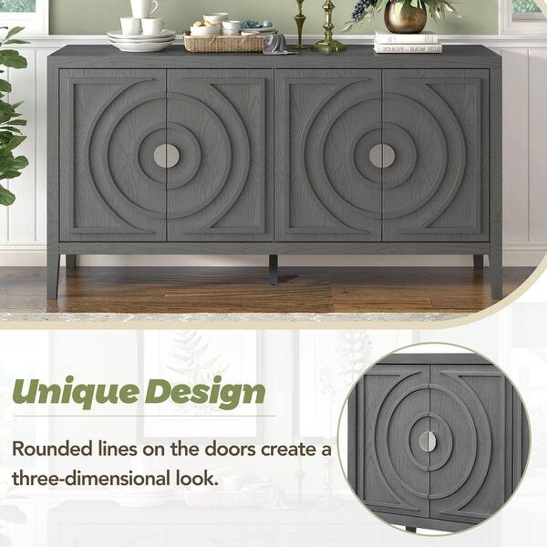 Retro Sideboarddoor with Circular Groove Design Round Metal Door Handle ...
