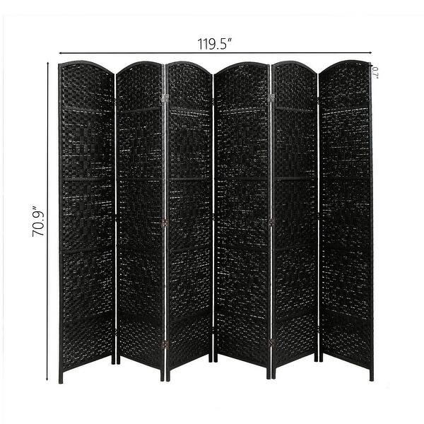 6 Panel Black Folding Room Divider Screens Privacy Screens - Bed Bath ...