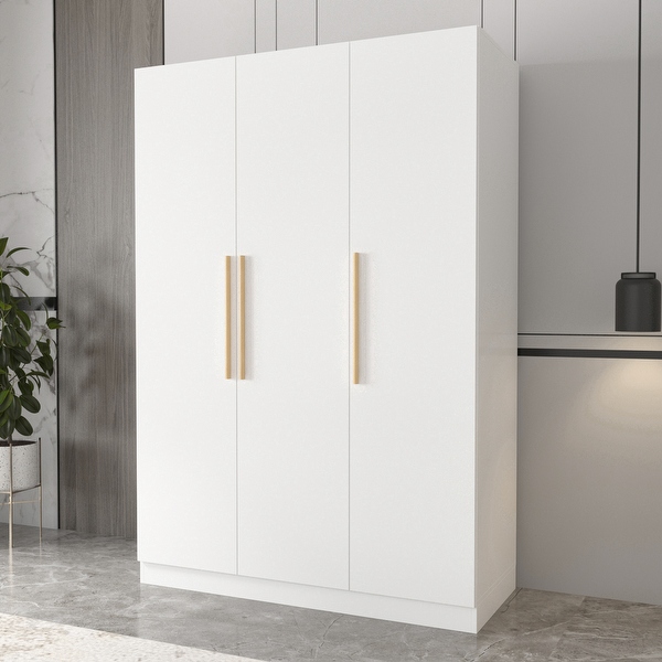 Timechee 47.2 Armoire Clothes Storage Solid Wood Handles Wardrobe White On Sale Bed Bath Beyond 37503432