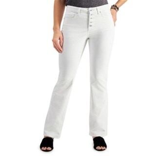 Style & Co Women's Button Fly Bootcut Jeans White Size 8 - Bed Bath ...