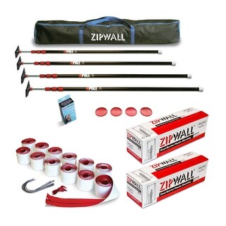 Zipwall 10-Feet ZipPole Set (4-Pack) w/ Zipper (12-Pk) & Dust Barrier ...