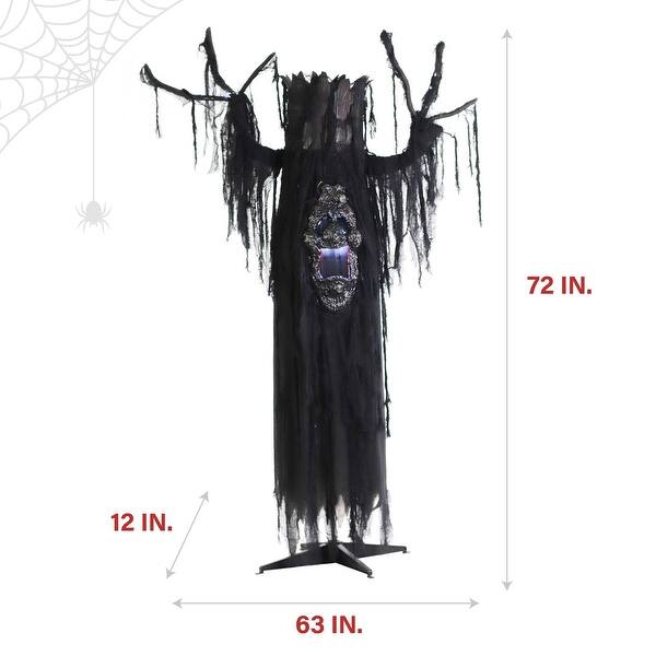 Haunted Hill Farm Light-Up Creepy Ghost Tree with White Strobe Effects ...
