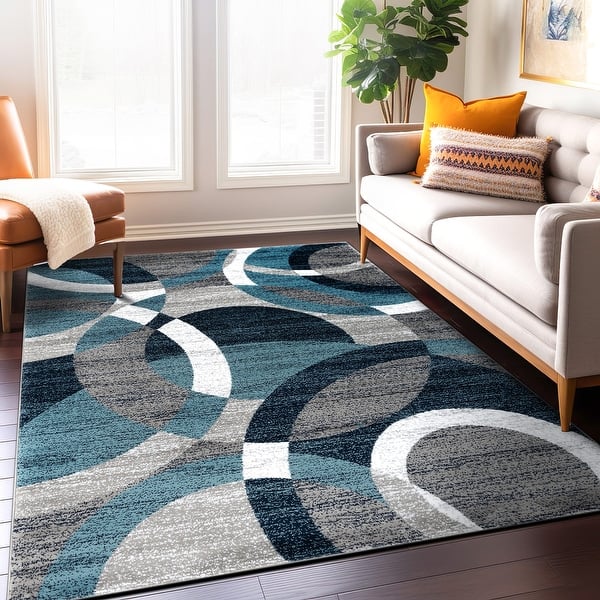 World Rug Gallery Geometric Circles Area Rug - Bed Bath & Beyond - 10299359