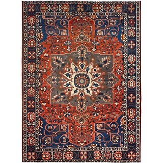 Shahbanu Rugs Tangarine Tango Red All Natural Wool Hand Knotted Vintage ...