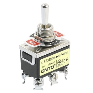 12mm Mounting Hole Dia 3 Position 6-Terminals Toggle Switch AC 250V 15A ...