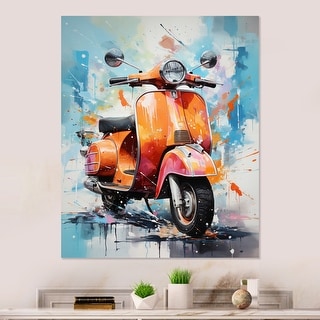 Designart "Coral Teal Scooter Display Graphite I" Scooter Large Metal ...