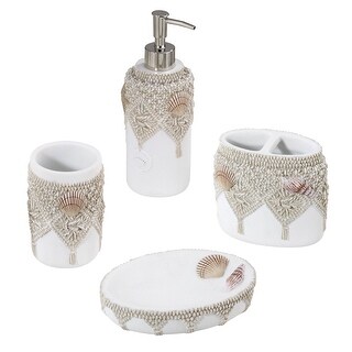 Avanti Macrame Shells Bath Accessory 4 Pc Set - Ivory - Bed Bath ...