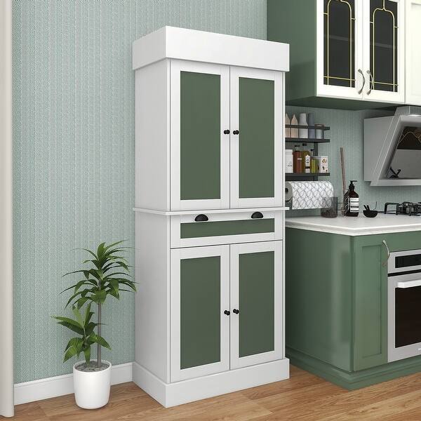 72'' Kitchen Buffet Hutch Pantry Cabinet Cupboard w/Adjustable Shelves ...
