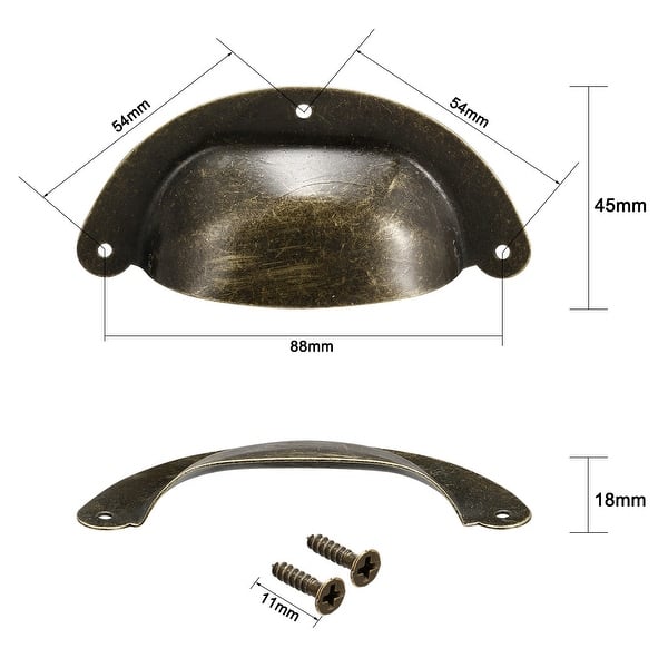Cup Drawer Pull Kitchen Cabinet Handles 88mm Hole Centers 6pcs - Bronze ...