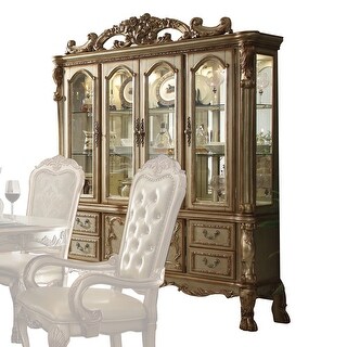 ACME Dresden Hutch & Buffet, Gold Patina & Bone (1Set/2Ctn) - Bed Bath ...