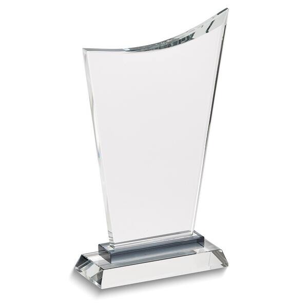 Curata Small Clear Optic Glass Wave Trophy/Award with Black Highlight ...