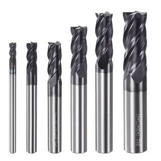 Square End Mills Set 6pcs 4 Flutes Tungsten Steel Carbide Bit - Silver ...
