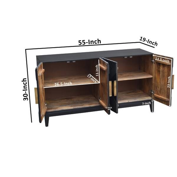 Abiel 55 Inch Sideboard Buffet Console with 2 Door Cabinet, Brass ...