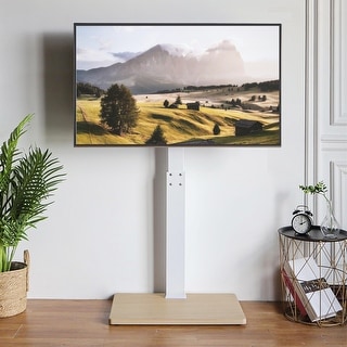 Floor TV Stand with Mount Swivel for 50 to 75 inch Flat TVs Wood Base ...
