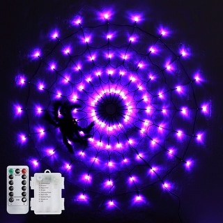 Halloween Spider Web Light with Black Spider,100 LED Purple Halloween ...
