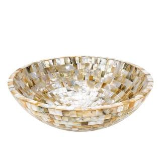 Mother of Pearl Seashell Vessel Sink Gold Rectangular Cube Inlay - N/A ...