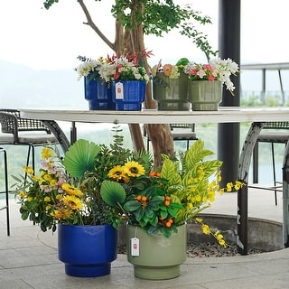 Set of 3 Antique Light Green Ceramic Planters 15 Inch Square Outdoor ...