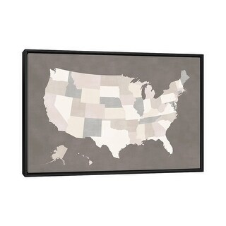 iCanvas "Brown And Cream Map Of The Us" by blursbyai Framed Canvas ...