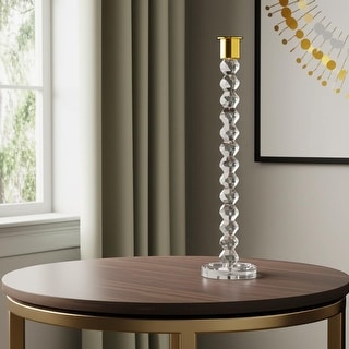 14" Clear And Gold Geo Stacks Crystal Tabletop Taper Candlestick - Bed ...