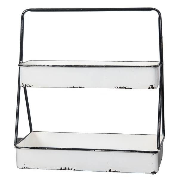 A&B Home Iron 2-Tier Rectangular Tray - White - Bed Bath & Beyond ...