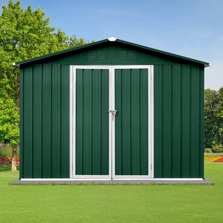 Outdoor 6x8 ft Metal Storage Shed with Lockable Door with Vents - Bed ...