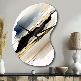 Black And Gold Cubic Expression X - Abstract Cubism Wall Clock in ...
