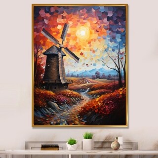 Designart "Mill Wind Whirlwind Melody" Wind Turbines Framed Wall Art ...