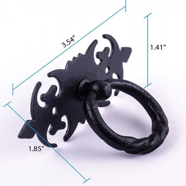 Black Wrought Iron Drawer Pull 3.5" Kitchen Cabinet Drop Style Ring ...