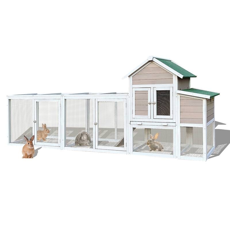 122 in.W Large Wooden Chicken Coop Pet Hutch with Nesting Box ...