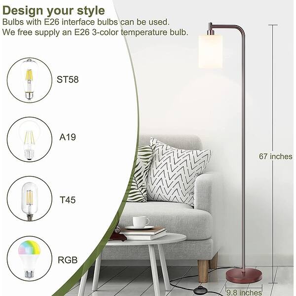 Floor Lamp LED Standing Reading Light Dimmable Pole Lamp Living Room ...