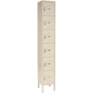 Six Tier Locker, 12x18x12, 6 Door, Unassembled, Tan - 18"L x 12"W x 12 ...