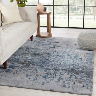 Lidia Handmade Abstract Blue/ Gray Area Rug - Bed Bath & Beyond - 34793746