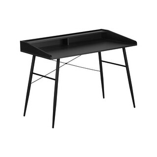 Sturdy Black Metal Frame Computer Desk with a Long Shelf and Two ...