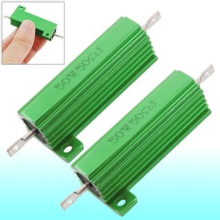 2 pcs Chassis Mounted 50W 50 Ohm 5% Aluminum Case Wirewound Resistors ...