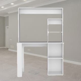 Freestanding Computer Desk with Integrated Hutch, Storage Shelves, and ...