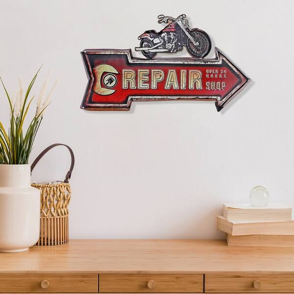 Embossed Metal Wall Sign Motorcycle Repair Shop - Bed Bath & Beyond ...