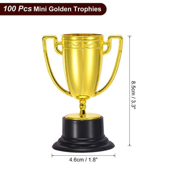 100Pcs Mini Gold Trophies Award Cups Plastic 3.3Inch Small Sports ...