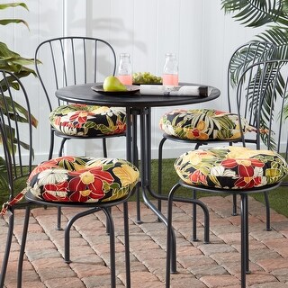 Aloha Floral 15-inch Round Outdoor Bistro Chair Cushion (Set of 4 ...