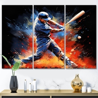 Designart "Baseball Swing Of Emotion II" Sports Canvas Prints Set - Bed ...