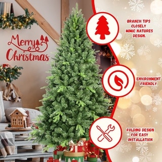 9ft Unlit Artificial Christmas Tree with Hinged Branches and Flame ...