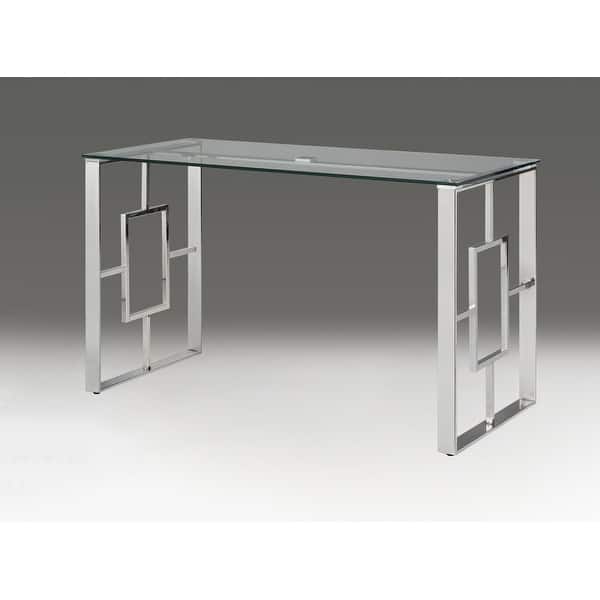 Glass Desk with Chrome Base - Bed Bath & Beyond - 36832294
