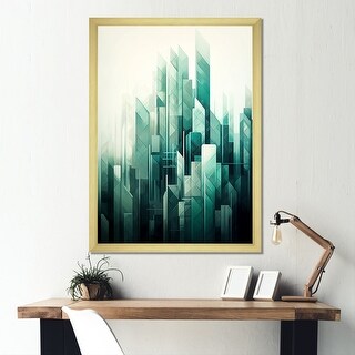 Designart "Skyscrapers Teal Towers High Rise City" Skyscrapers Framed ...