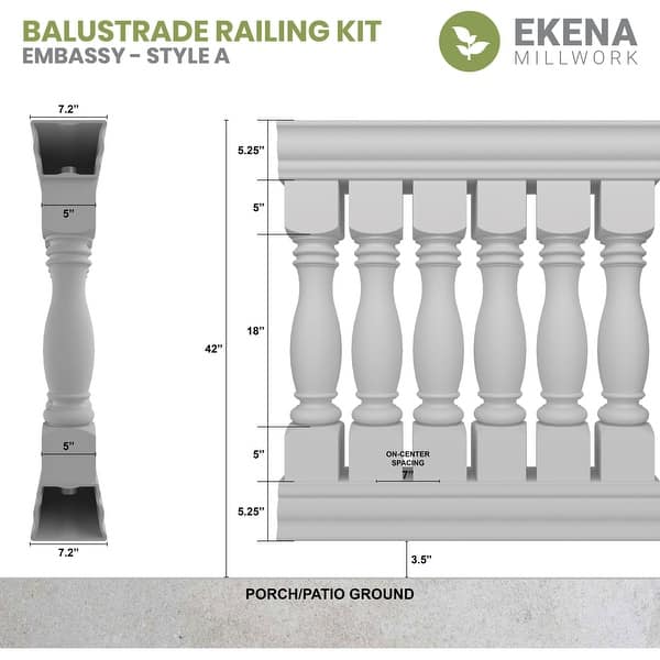 Fiberthane Embassy Balustrade Railing Kit, Style N 7" On-Center Spacing ...