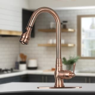 Copper Kitchen Faucet with Single Handle and Pull Down Sprayer - Bed ...